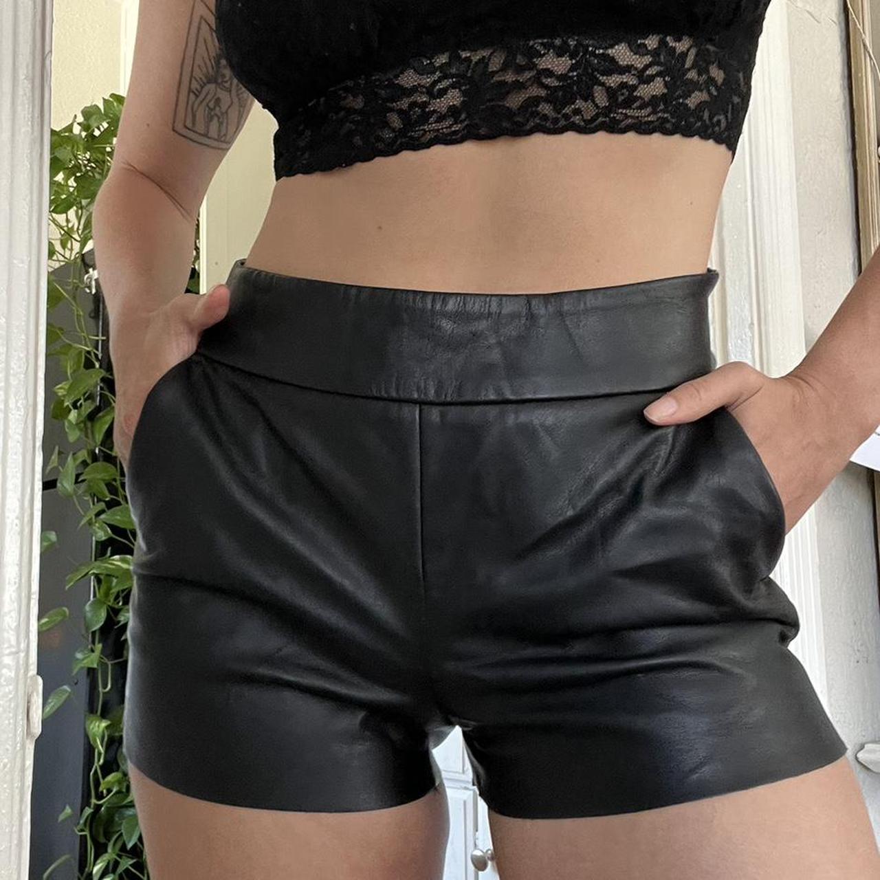 Express Pleather Hot Shorts 🔥 Size 4 but has stretch... - Depop