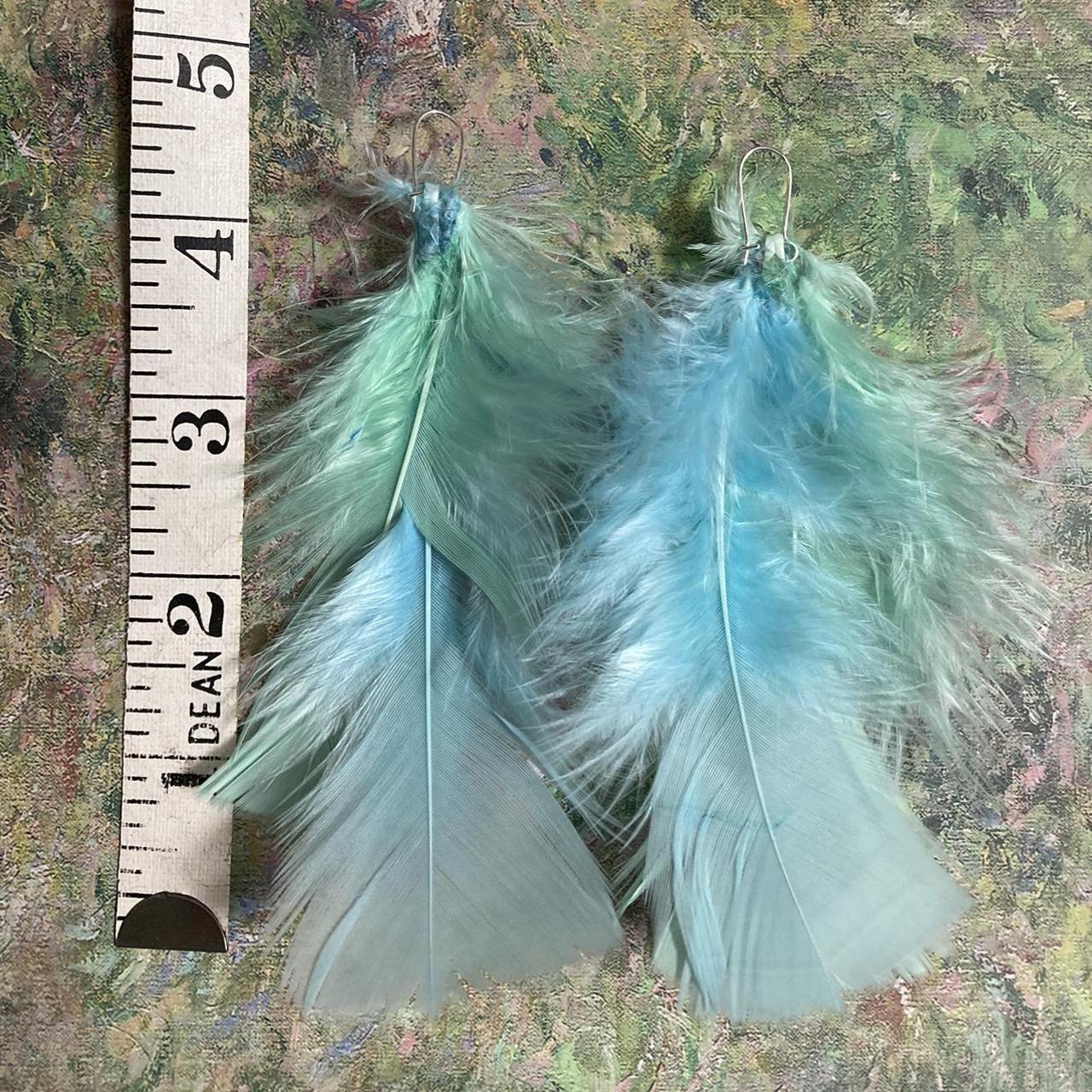 Boho/70s inspired handmade feather drop earrings... - Depop