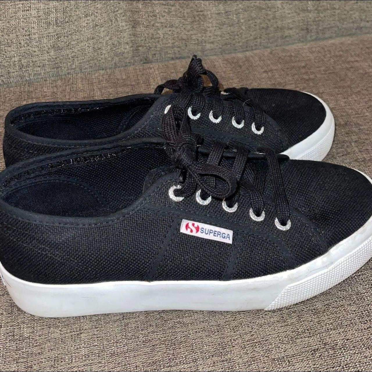 Superga Black Platform Sneakers Only worn a couple... - Depop