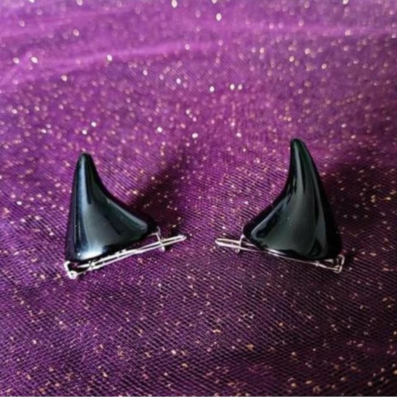 Little black devil horn hair clips. 1 inch... | Depop