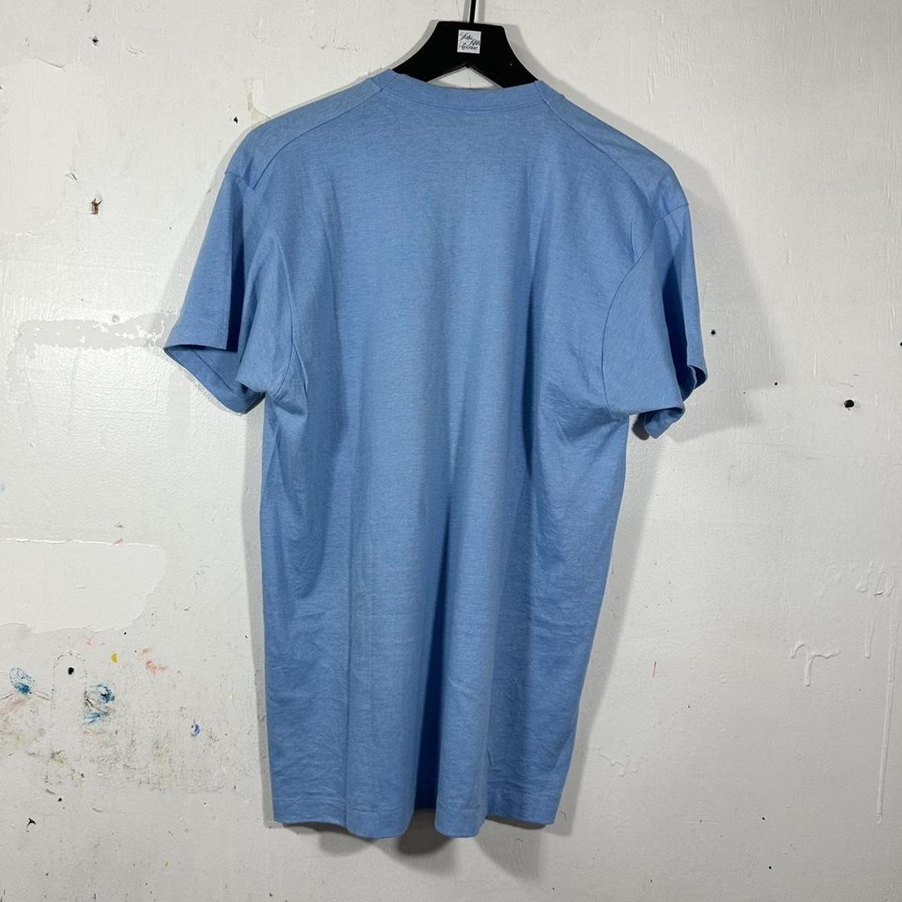 Screen Stars Men's Blue and White T-shirt | Depop