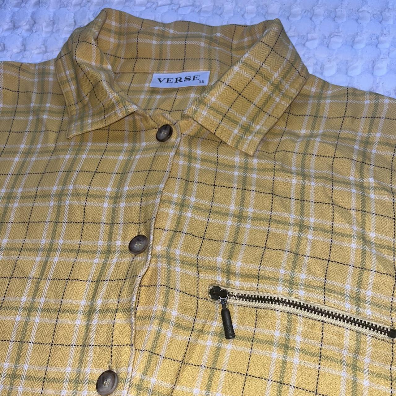 VINTAGE CHECK COTTON DETAIL SHIRT YELLOW / WHITE /... - Depop