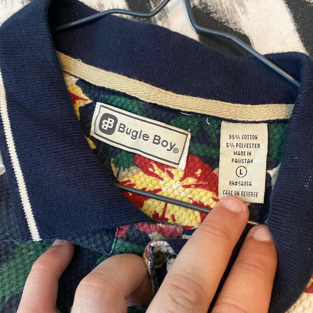 Vintage Bugle Boy Hawaiian fish print polo shirt XL ... - Depop