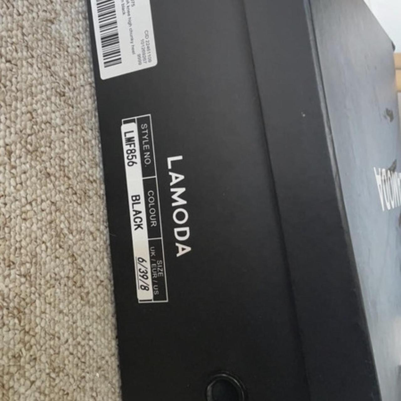 Lamoda black knee high platform boots, new in box... - Depop