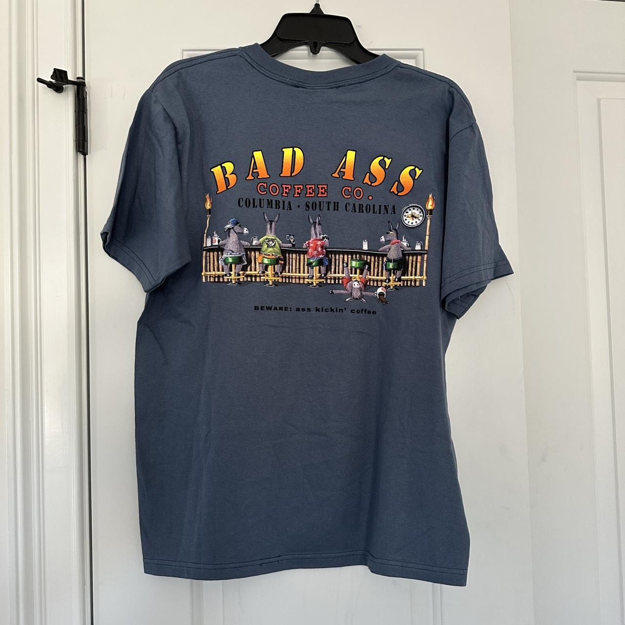 DARK BLUE-GRAY BAD ASS BAR T-SHIRT (*The first... - Depop