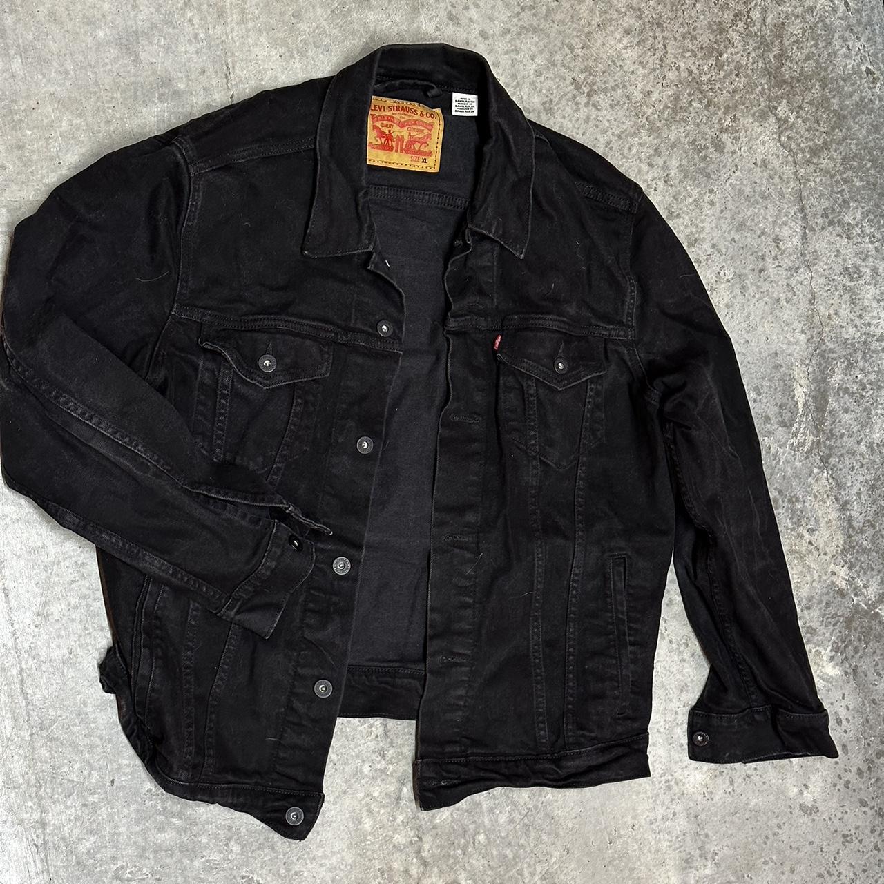 Black Levi’s Trucker Jacket Pitch black denim... - Depop