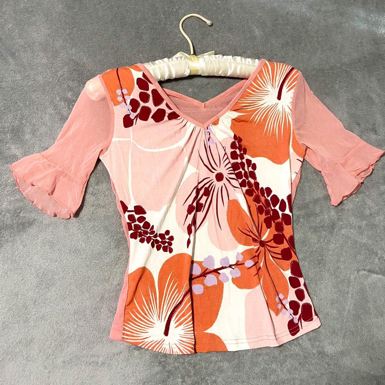 Super pretty Y2k style top with a “almost” sheer... - Depop