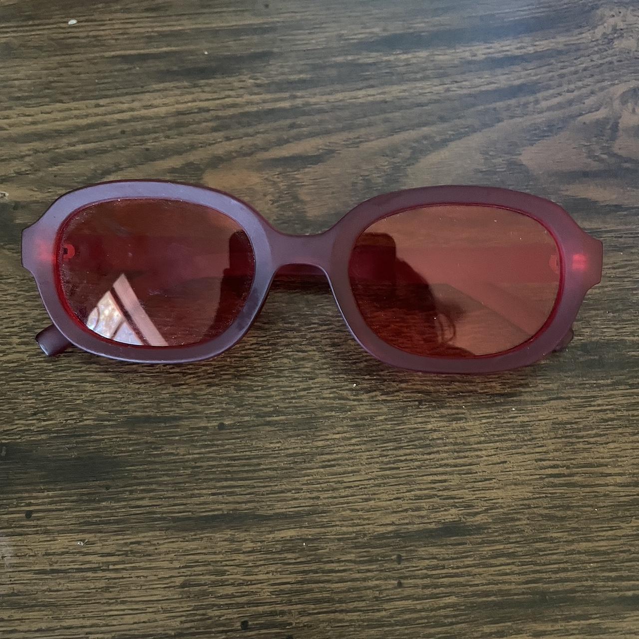 red lense & red frame sunglasses - Depop