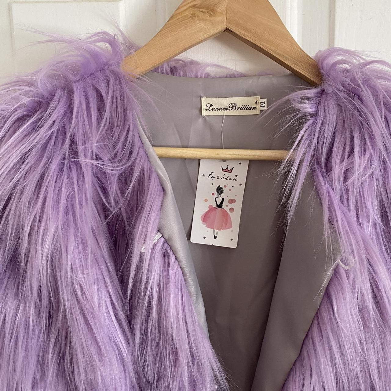 lavender haze purple shaggy faux fur cropped... - Depop