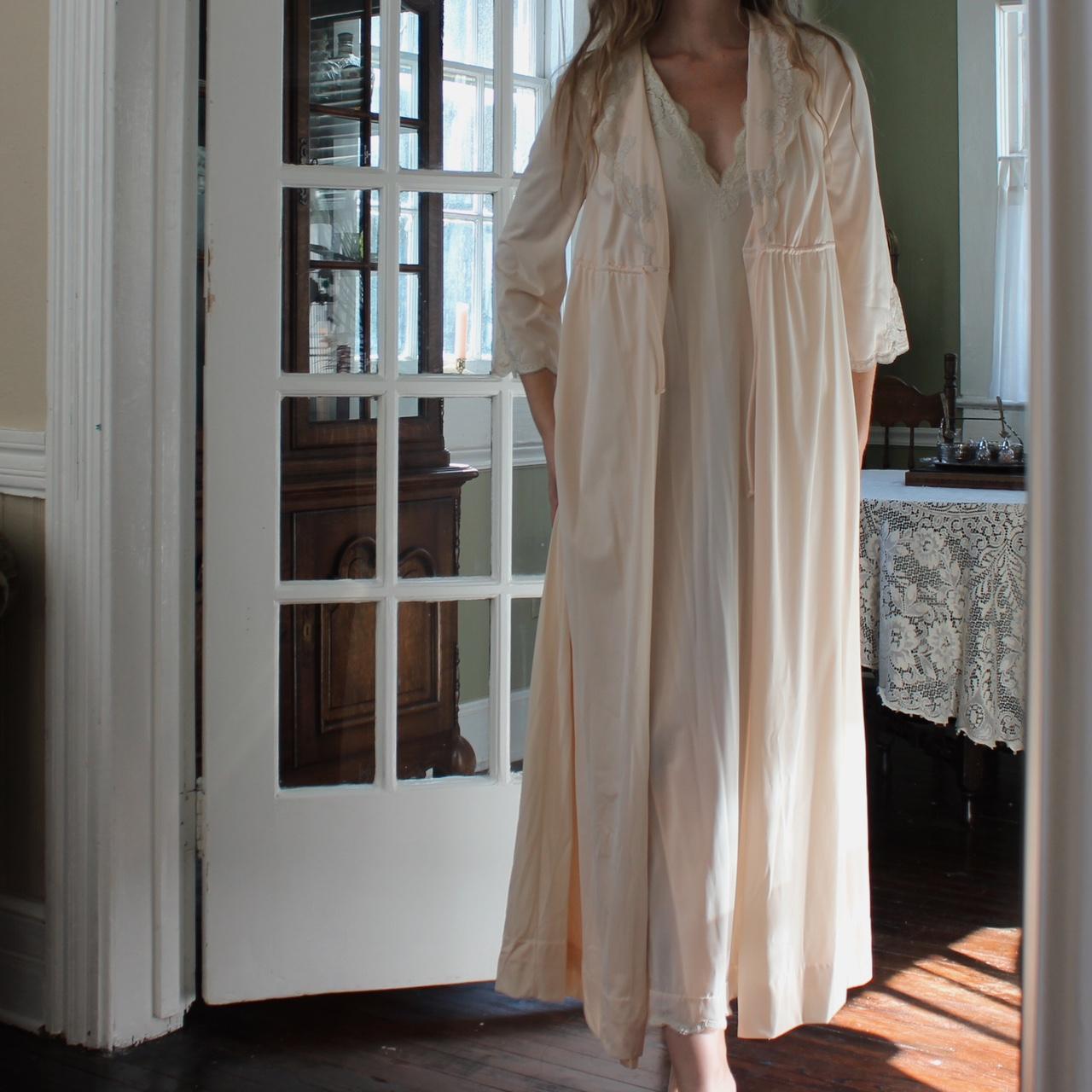 Vintage robe and dress set Lovely cream lace trim... - Depop