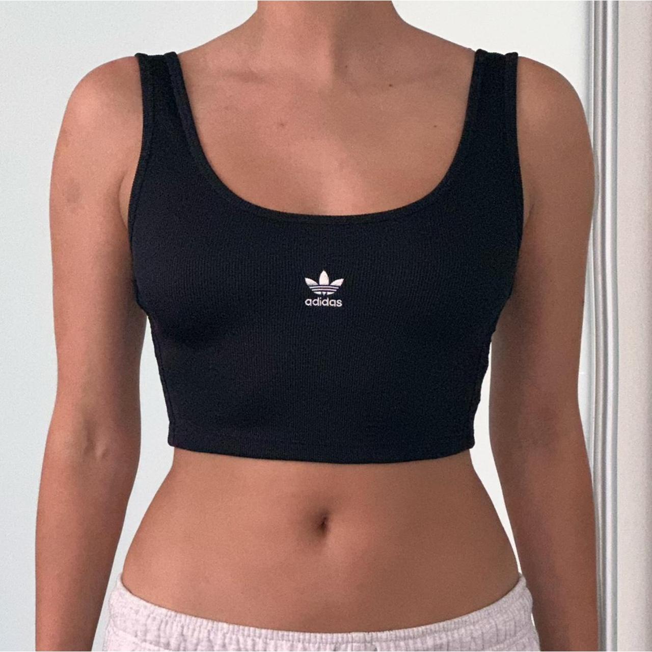 Black Adidas Cropped top size M - Depop