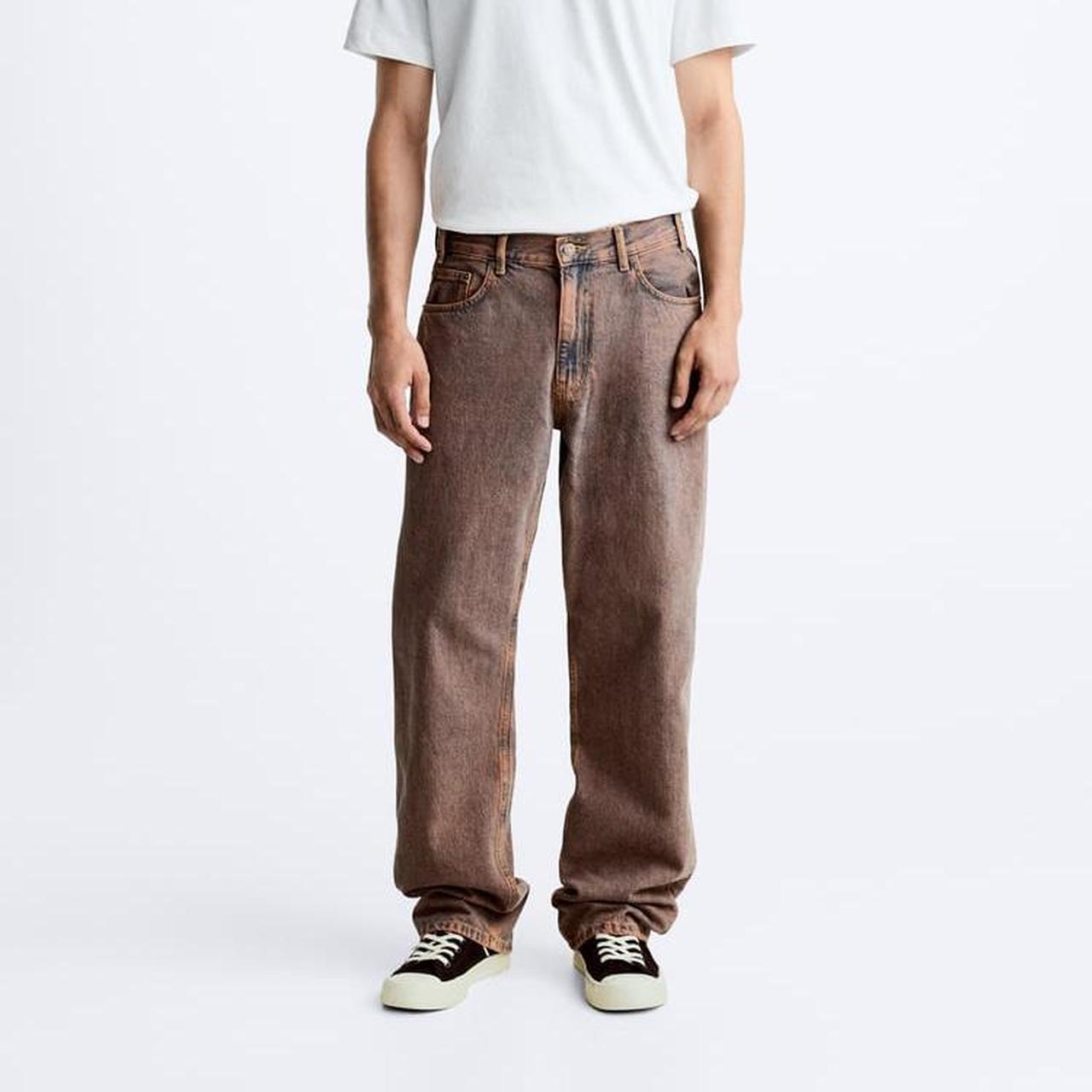 NWT ZARA over-dyed relaxed jeans in burnt... - Depop