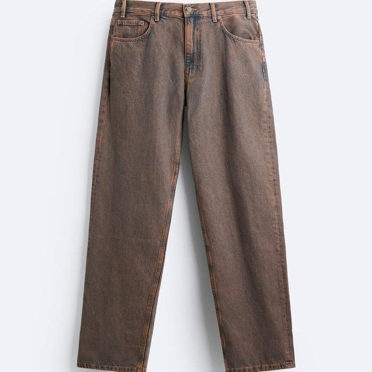 NWT ZARA over-dyed relaxed jeans in burnt... - Depop