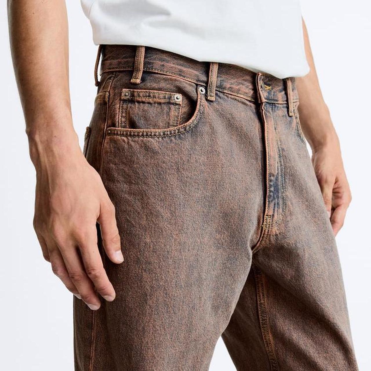 NWT ZARA over-dyed relaxed jeans in burnt... - Depop