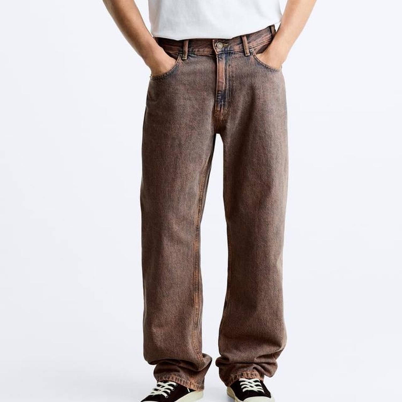 NWT ZARA over-dyed relaxed jeans in burnt... - Depop