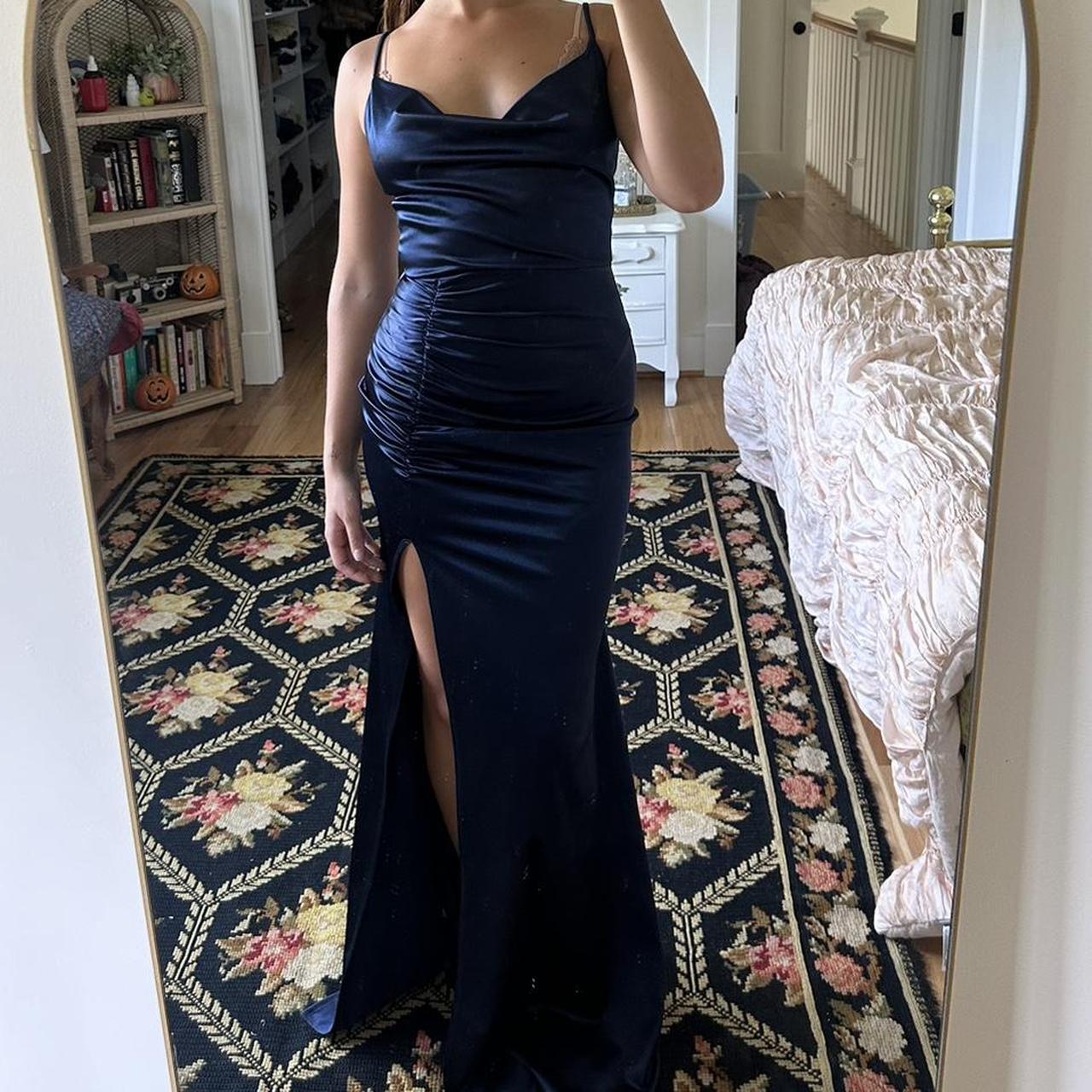 Navy blue windsor prom dress No size but fits like... - Depop