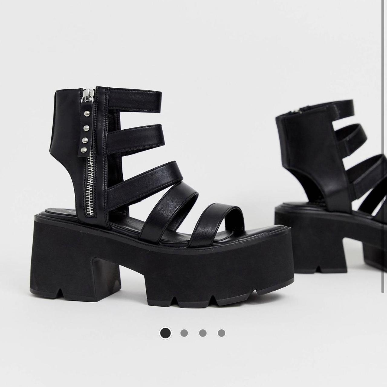 Lamoda black chunky cleated sandals - size 6 #asos... - Depop