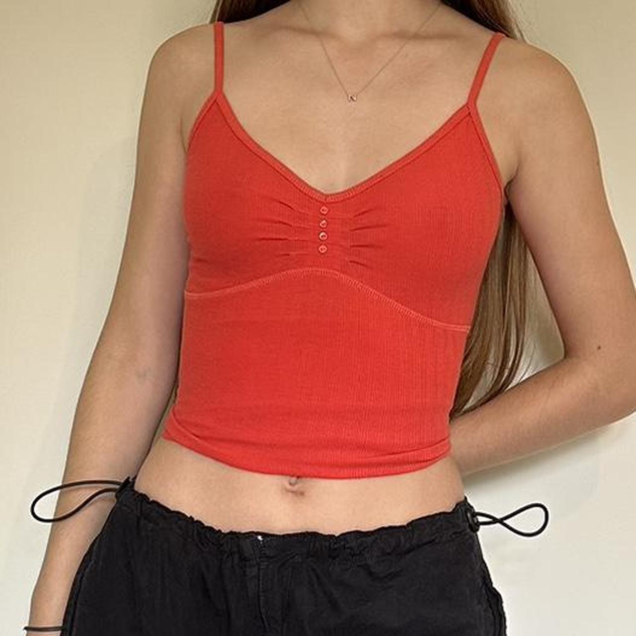 Red/ bright orange tank/cami top Super cute basic... - Depop