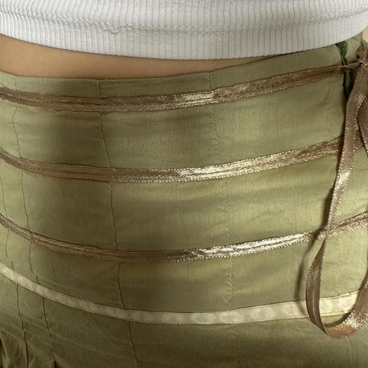 Stunning sage green skirt Ribbon detail around the... - Depop