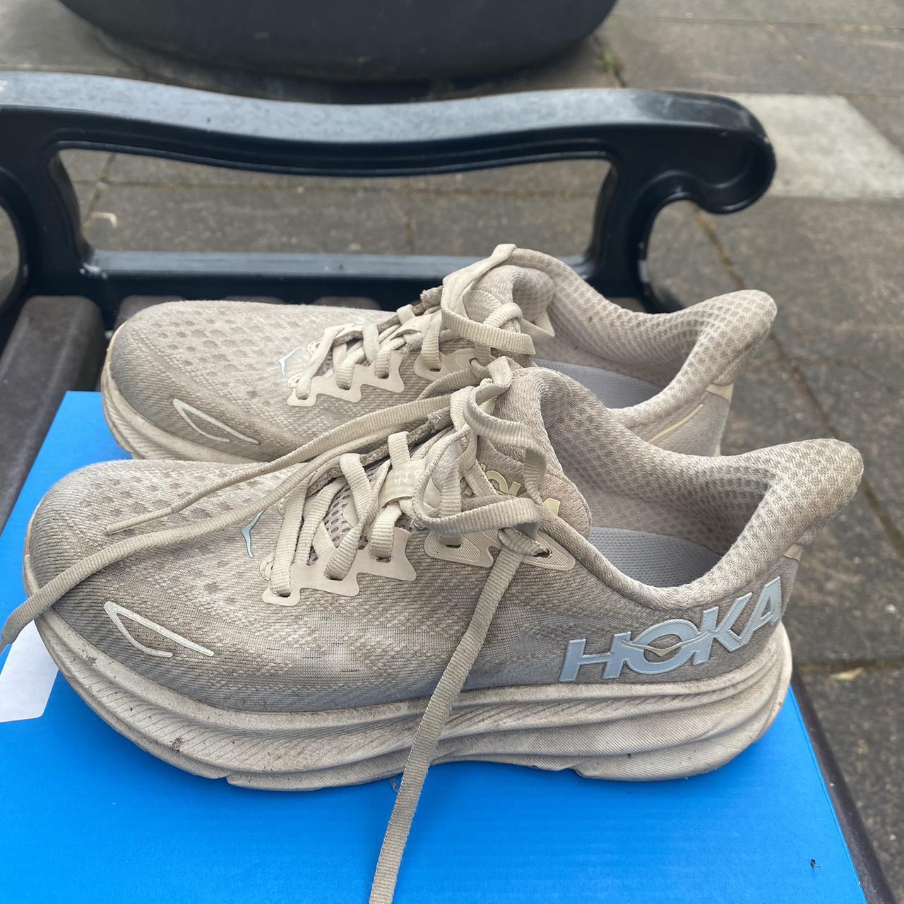 Hoka One One Women's Tan and Cream Trainers | Depop