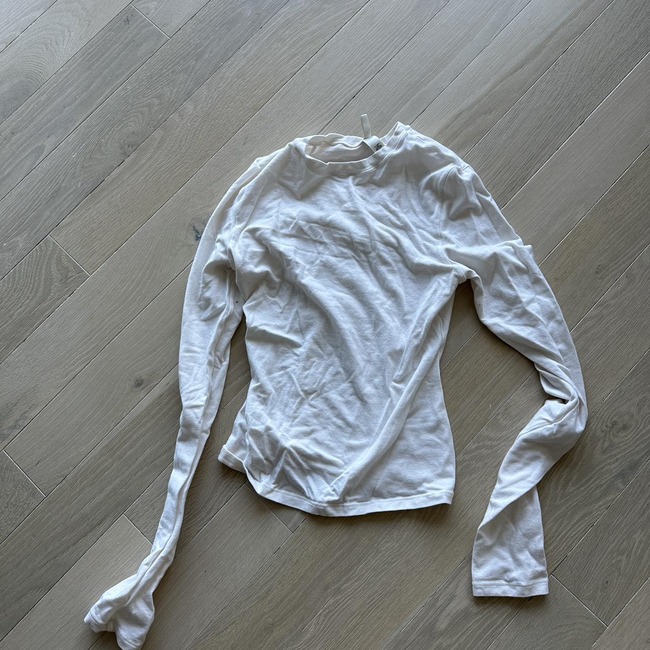 skims white cotton long sleeve - Depop