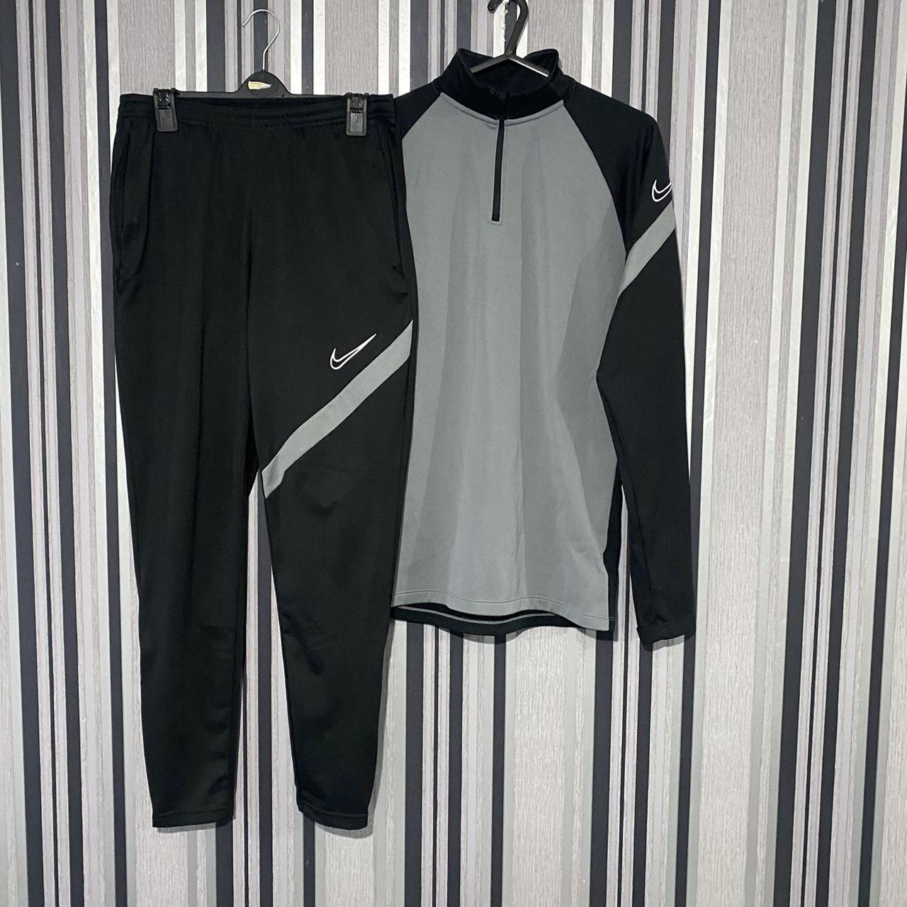 Nike dri fit tracksuit grey and black colour way... | Depop
