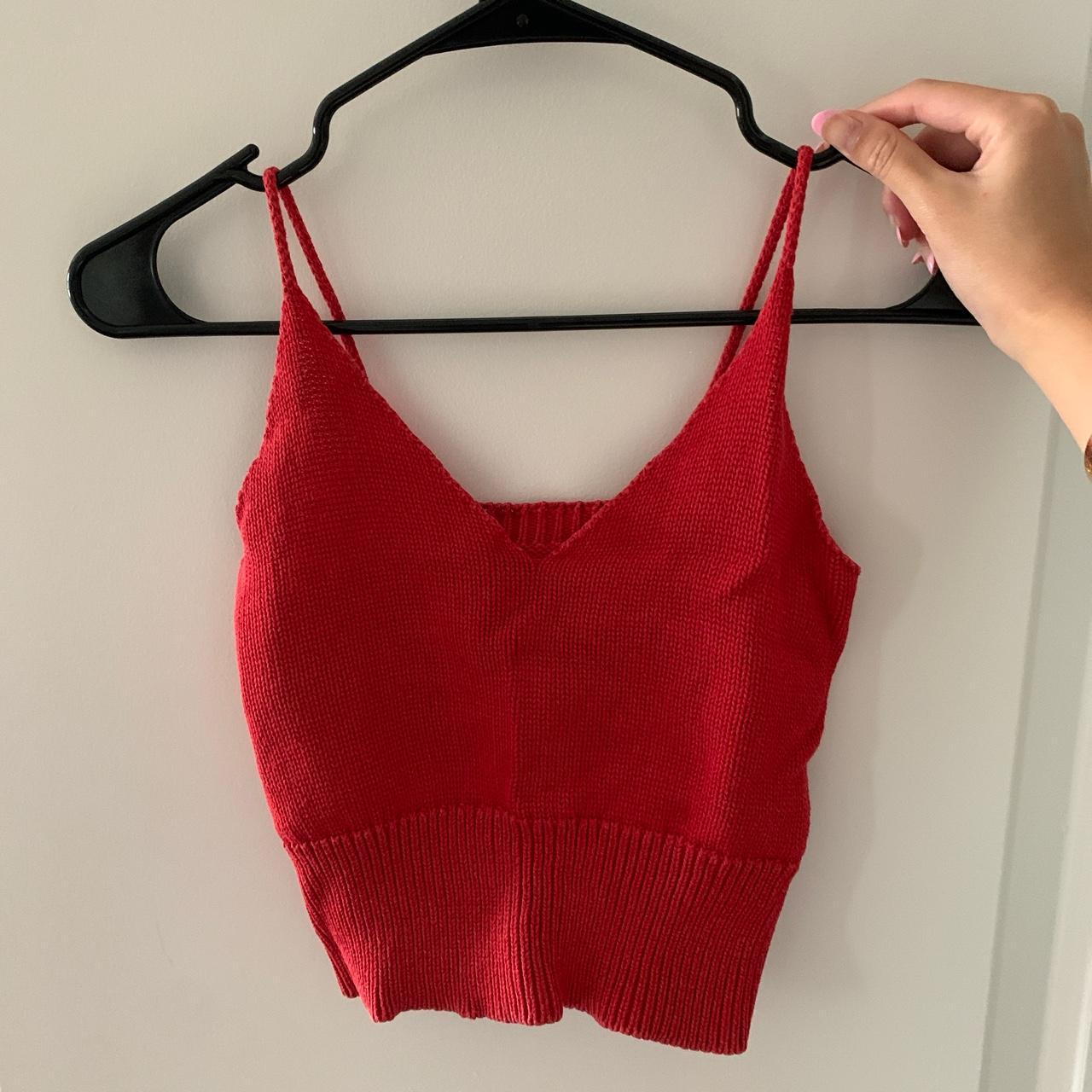 Brandy Melville red knit top Super cute! Worn... - Depop
