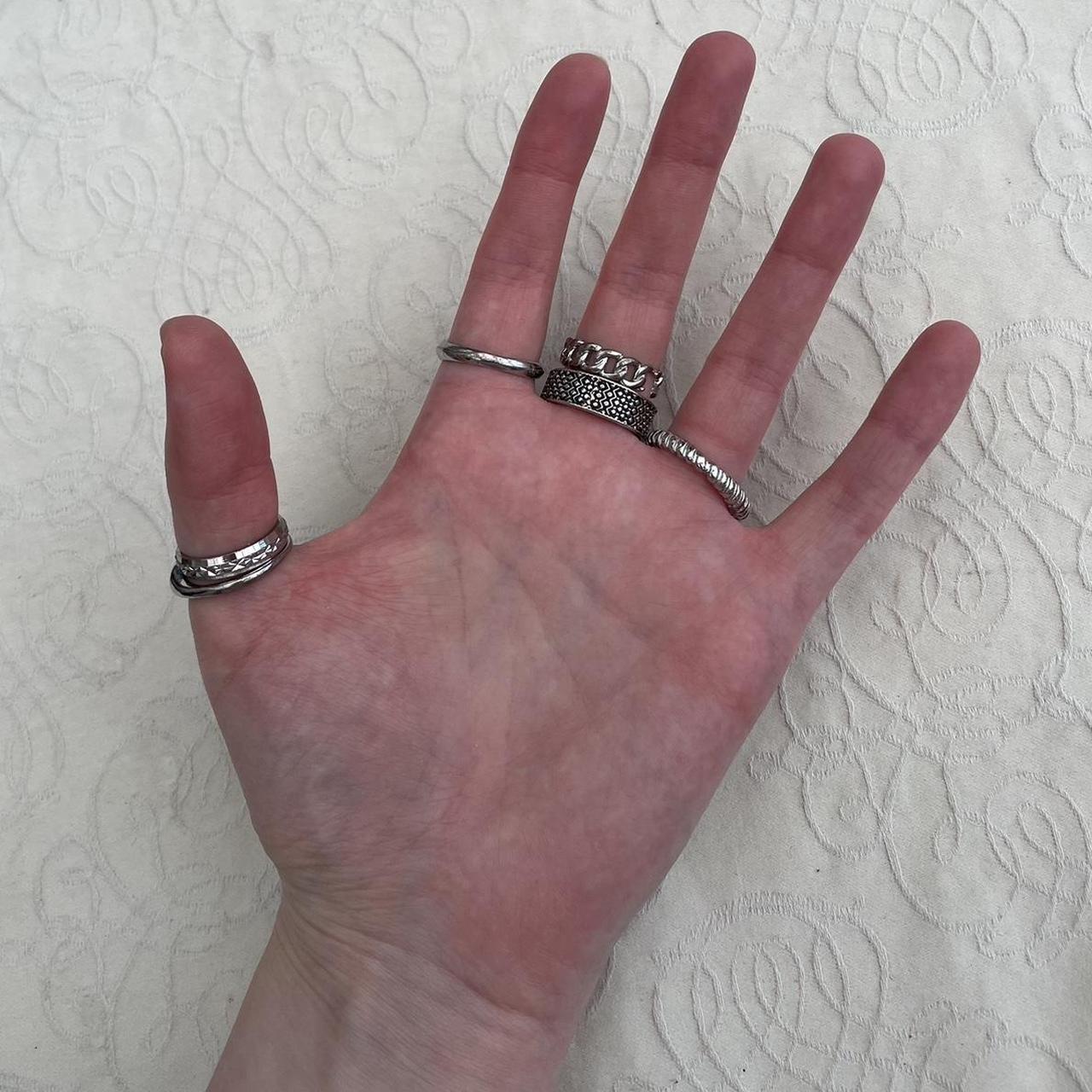 Set of x6 silver rings y2k inspired ring set... - Depop