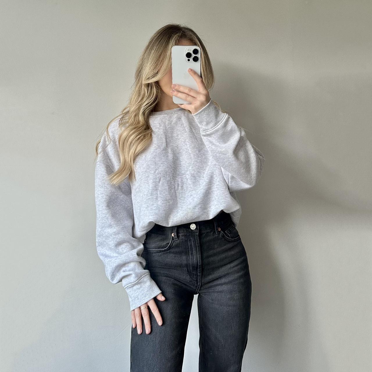 primark oversized sweatshirt in marl grey - size l... - Depop