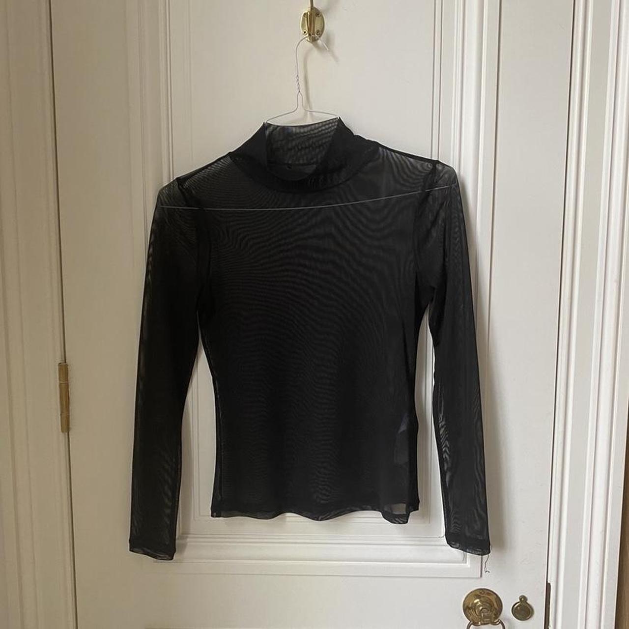 Black mesh top longsleeve Size S/M - Depop