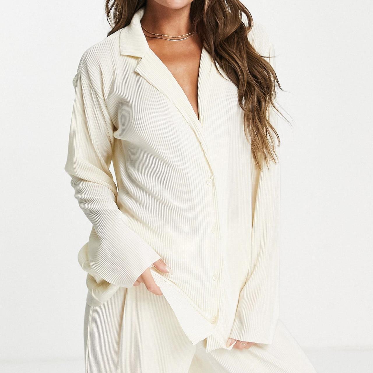 Asos Design Plisse Longline Beach Shirt Co-ord in... - Depop