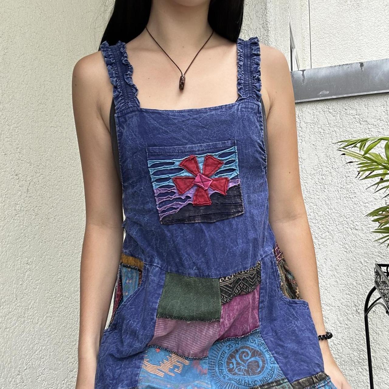 Hippie Patchwork Overalls 🌱 Handmade and sourced... - Depop