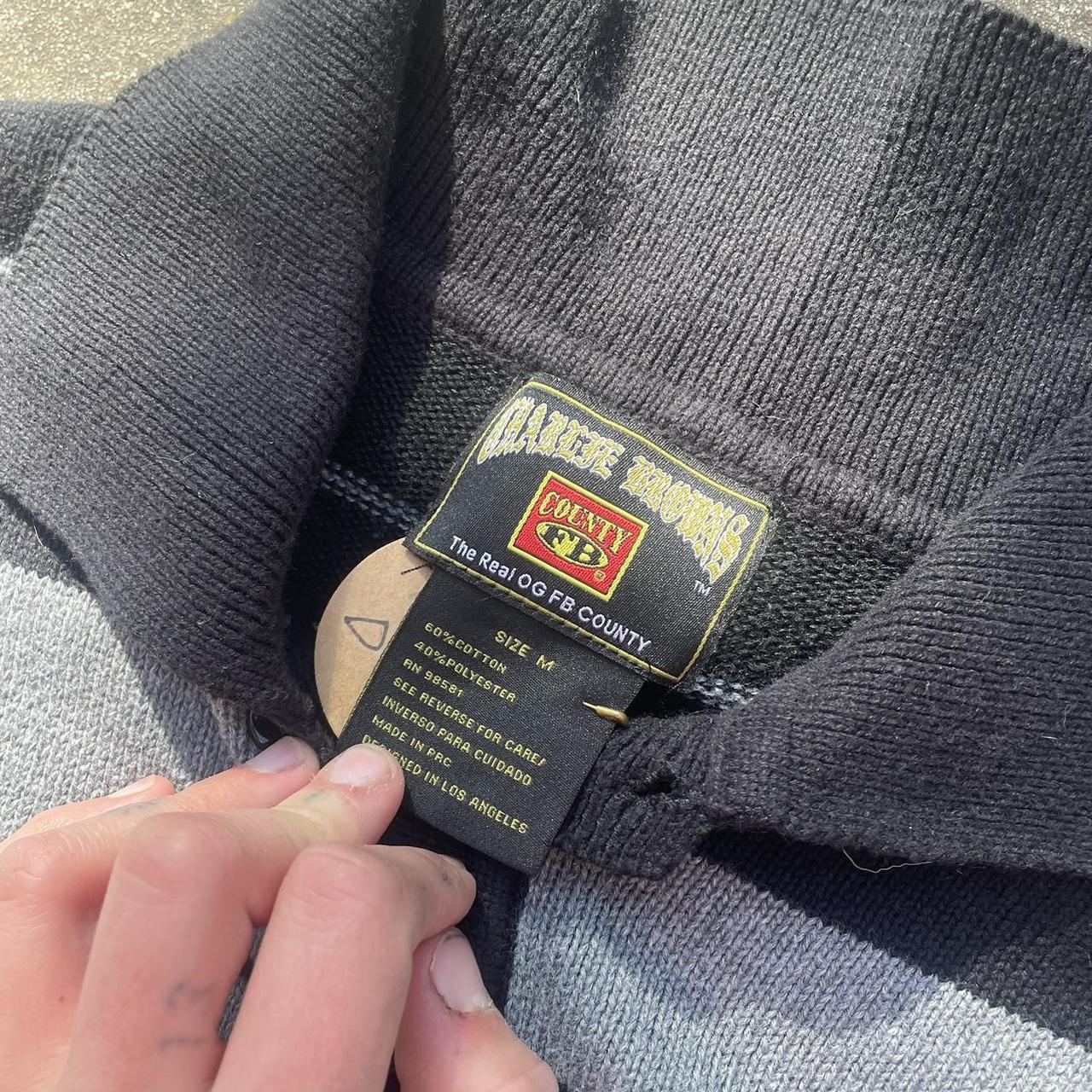 Grey and black striped fb county polo shirt #fbcounty | Depop