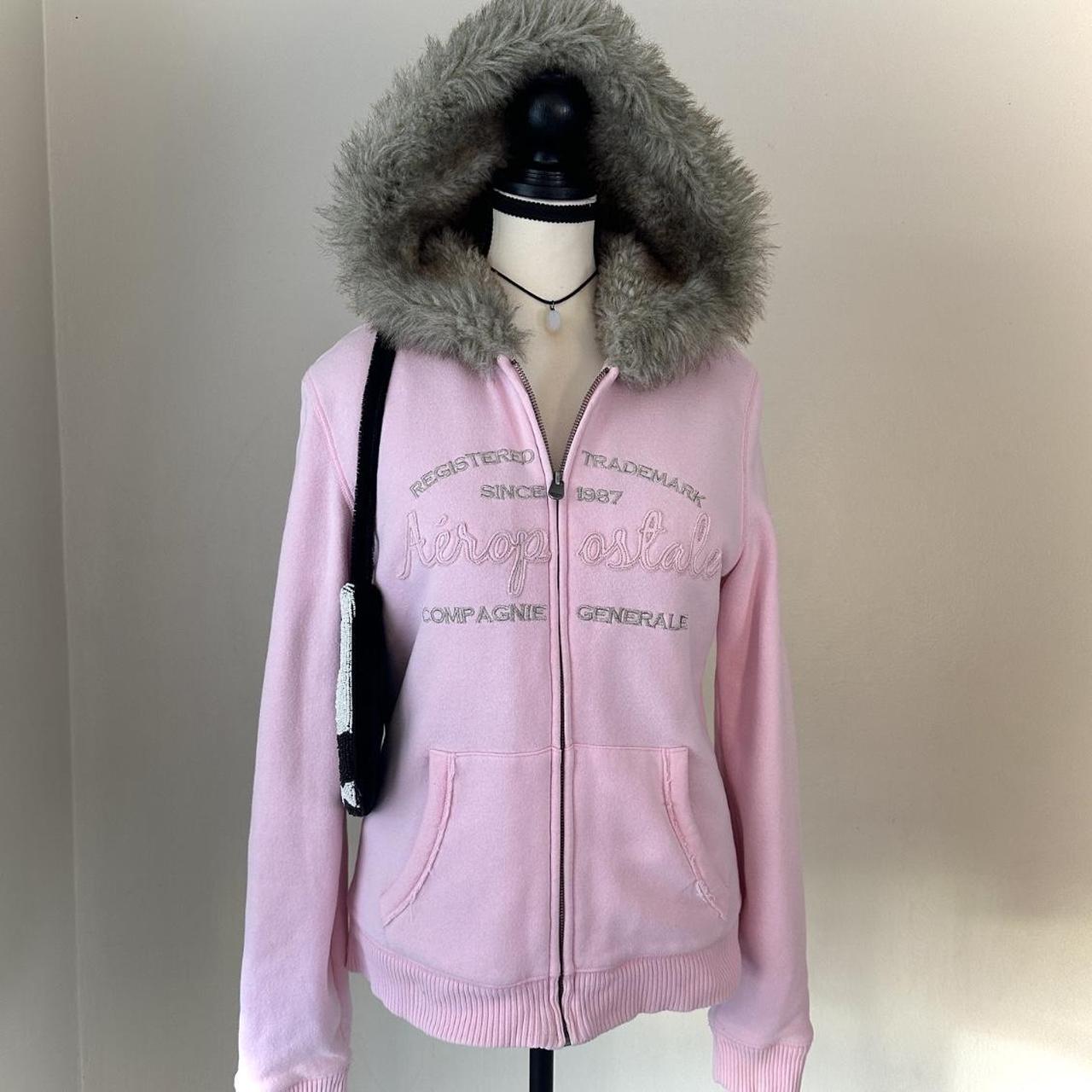 🎀 Y2K Late 2000s Light Pink Aeropostale Faux Fur Zip... - Depop