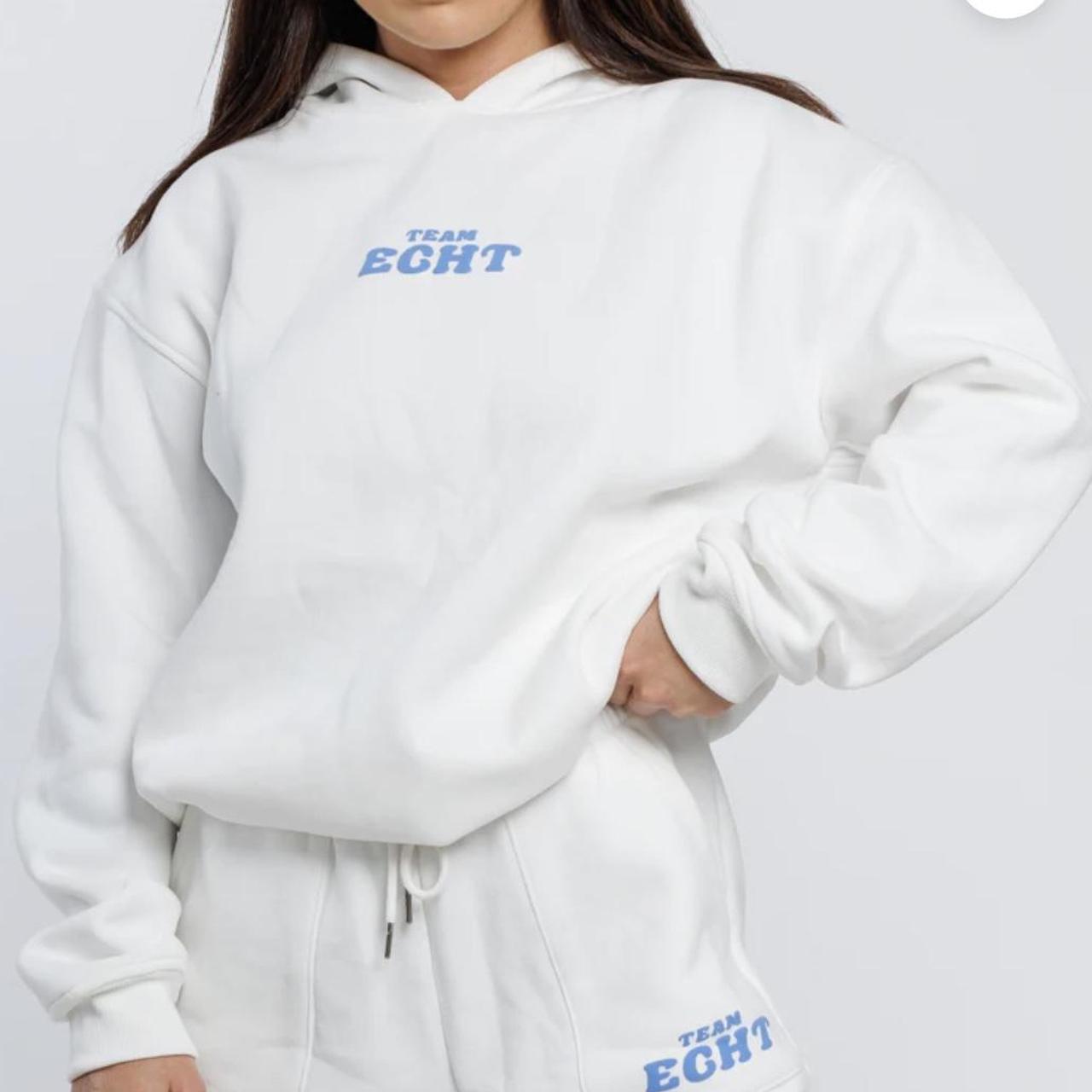 team echt hoodie in white/blue colour way. sold out... - Depop
