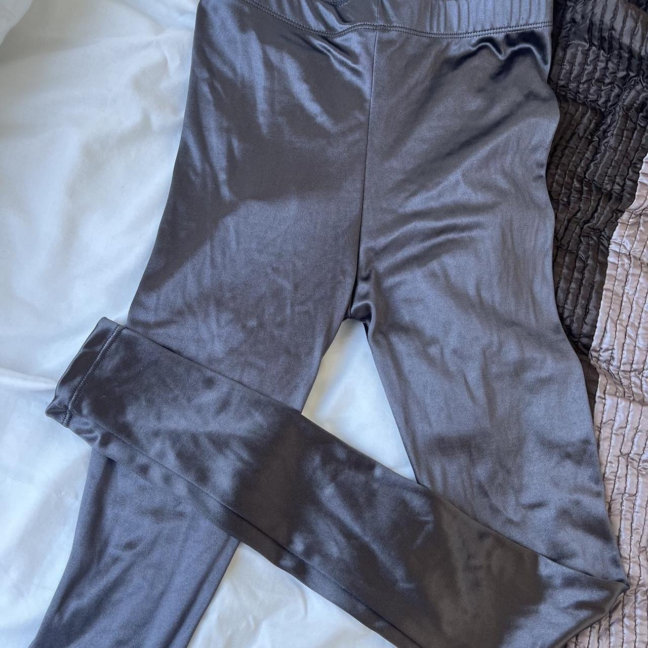 Metallic shiny silver leggings Super soft and... - Depop