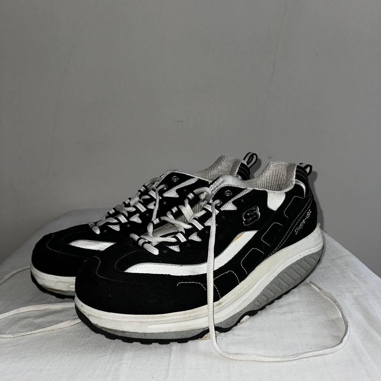 90s Sketchers Shape-Ups trainers !! black and white... | Depop
