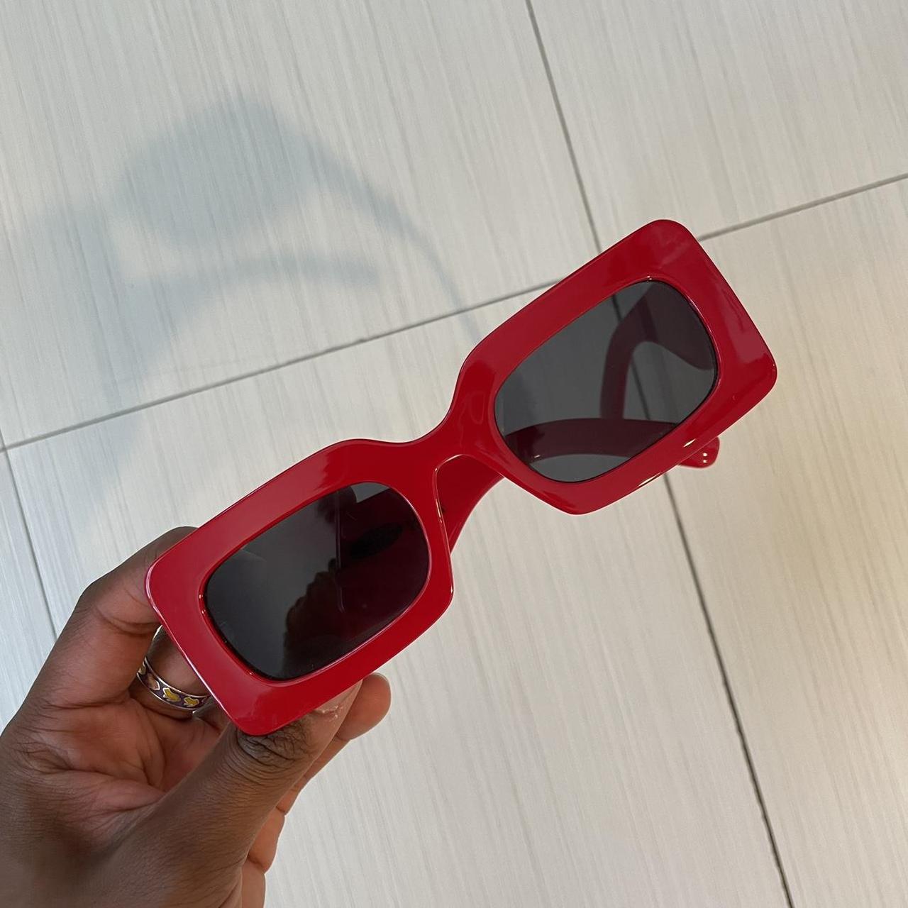 90s style rectangle sunglasses🚗 Color is red. Cool... - Depop