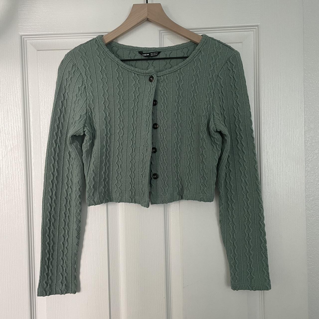 Shein green textured cardigan Size S - Depop
