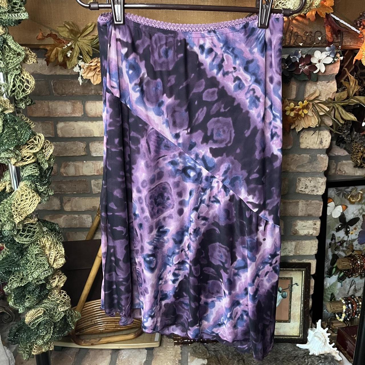 Purple pattern sheer layered slip skirt. Vintage... - Depop