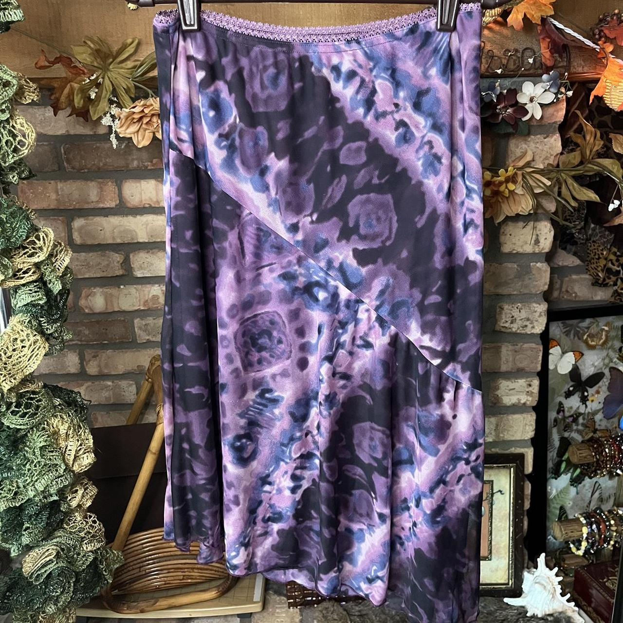 Purple pattern sheer layered slip skirt. Vintage... - Depop