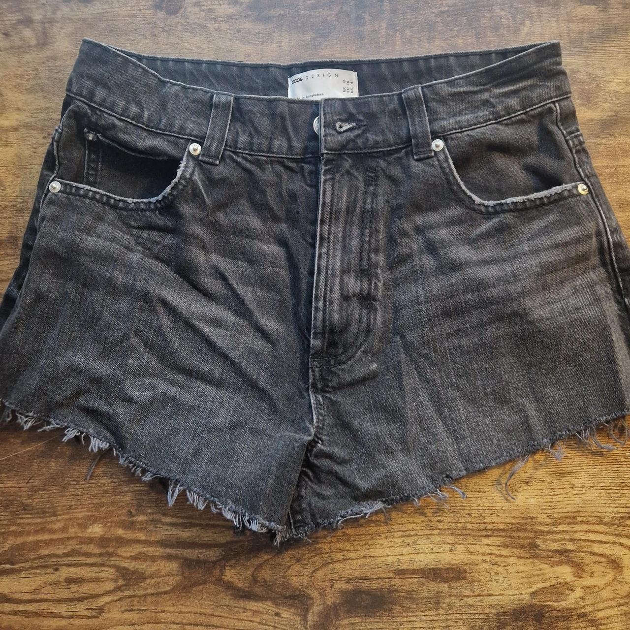 ASOS black denim shorts size 8 - Depop