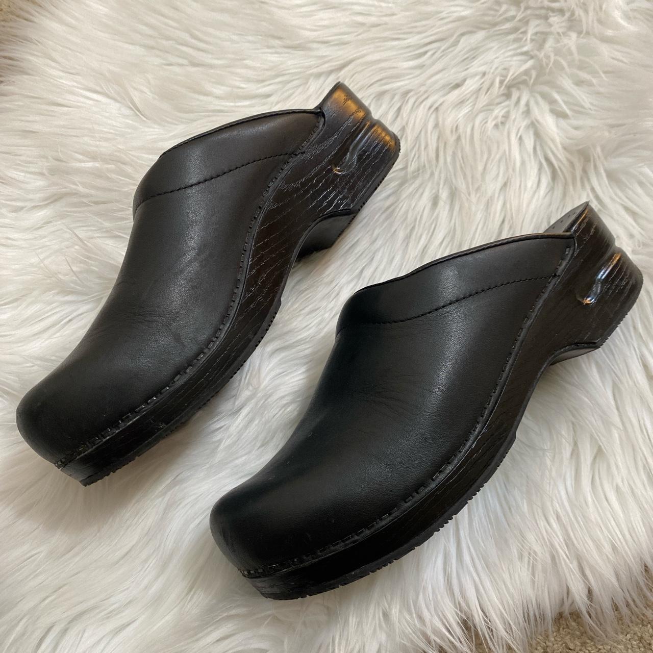 Black leather clogs Great work shoes! 🔥no trades or... - Depop
