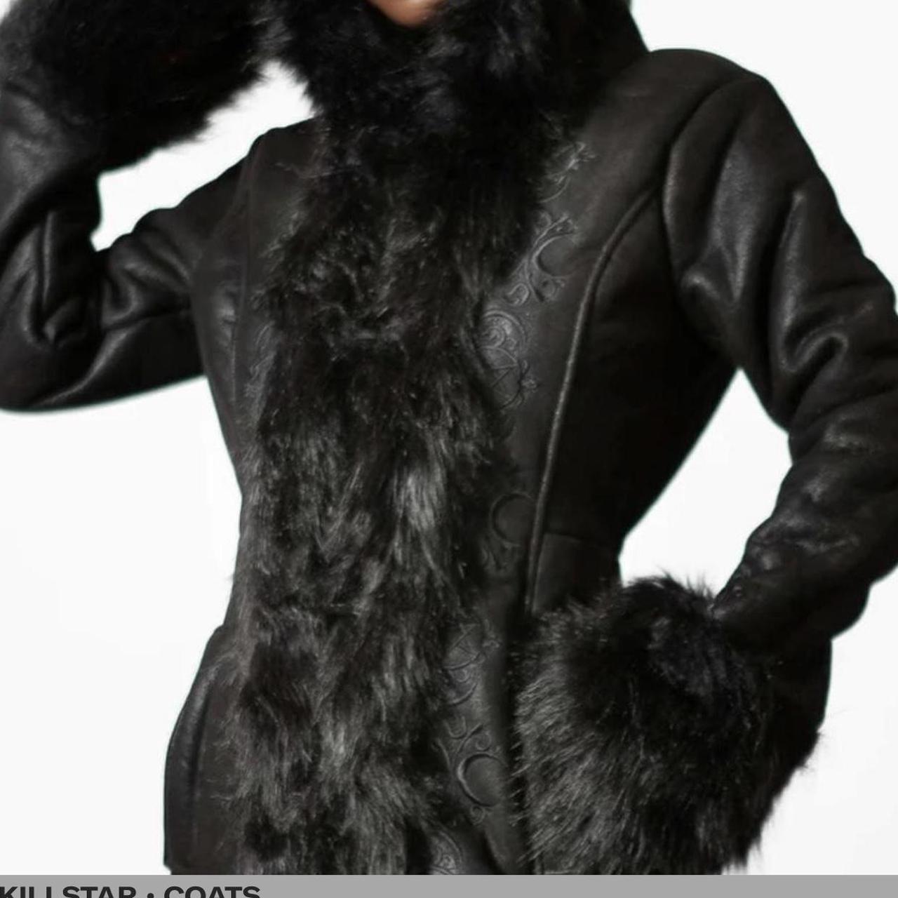 kill star empress faux fur coat long length,... - Depop