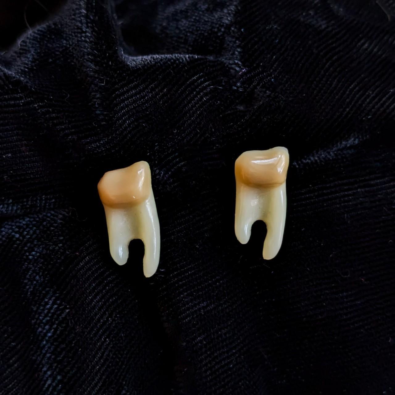 fake teeth stud earrings originally from hot topic,... - Depop
