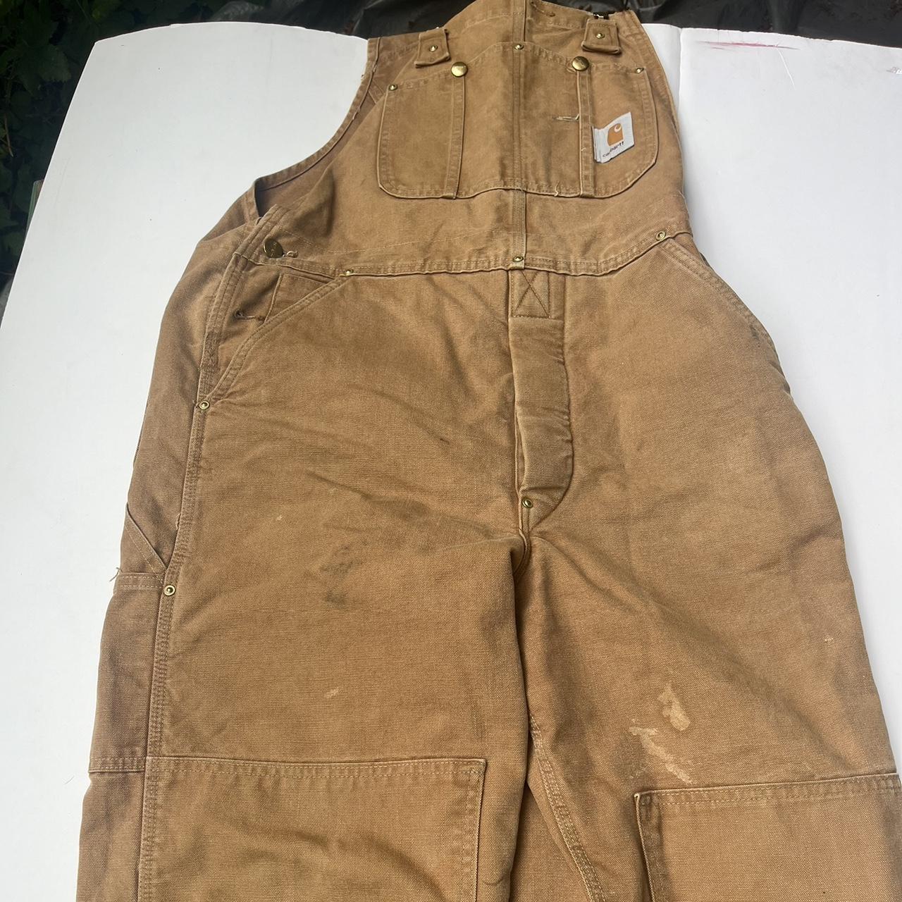 Down lined tan carhartt overalls These will keep you... - Depop
