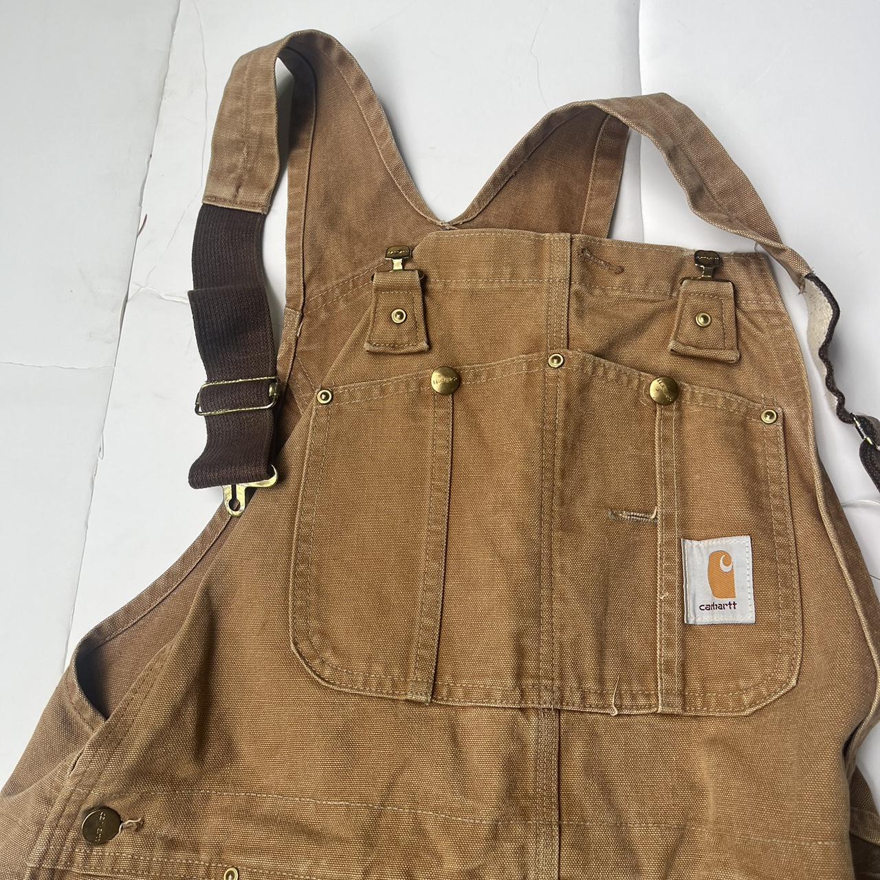Down lined tan carhartt overalls These will keep you... - Depop