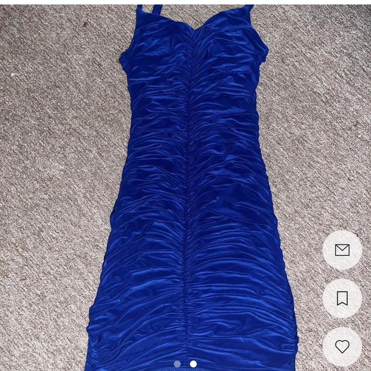 Electric blue ruched dress Quiz size 10, can fit 8/10 - Depop
