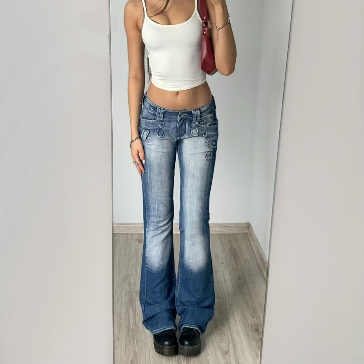 Vintage 2000s Low Rise Flared Jeans True Vintage Depop