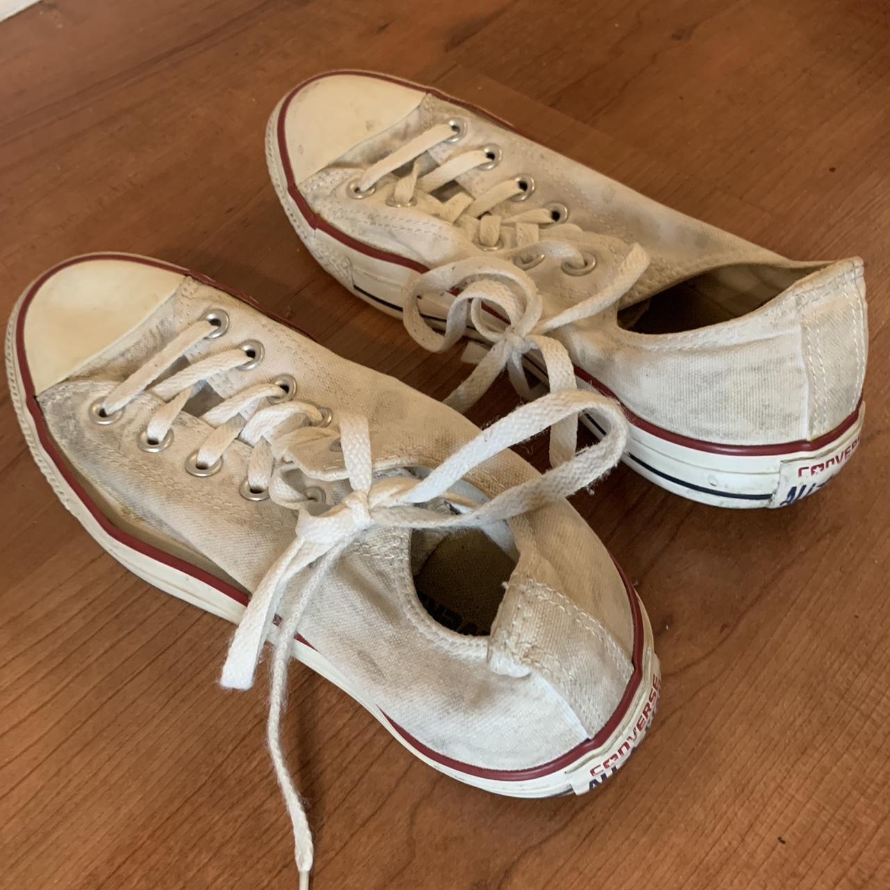 White converse Very worn, stained, as seen in pics,... - Depop